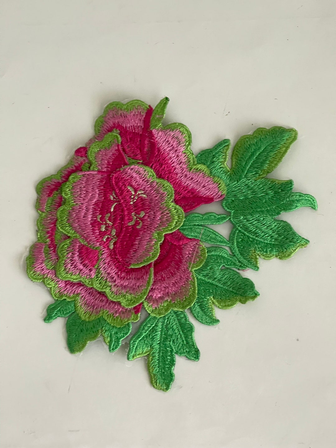 Hawaii Luau Jumbo Floral Patch , Azalea Pink Lime Greenembroidered ...