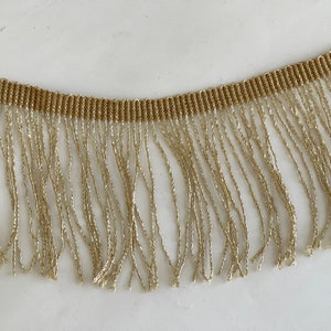 4" Chainette Metallic Gold Metallic Fringe Metallic Knit Fringe Gold ...