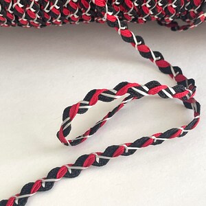 3 YARDS Red/black/white Multi Flat Vintage Braid, Reversible Novelty ...