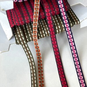 Vintage Woven Geometric French Ribbon, Stitched Woven Ethnic Center ...