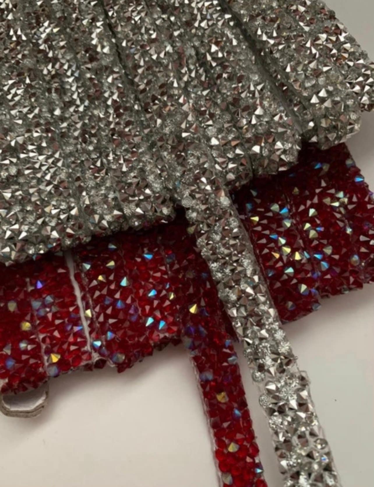 1/2" Glass Beaded Sparkling Hot Fix Iron on Bead Trim Irredescent ...