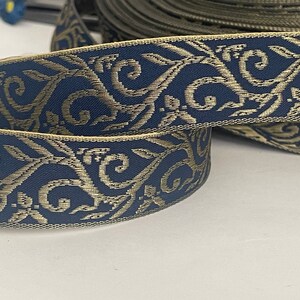 Vintage Embossed Metallic Soft Gold Abstract Woven Jacquard Ribbon ...