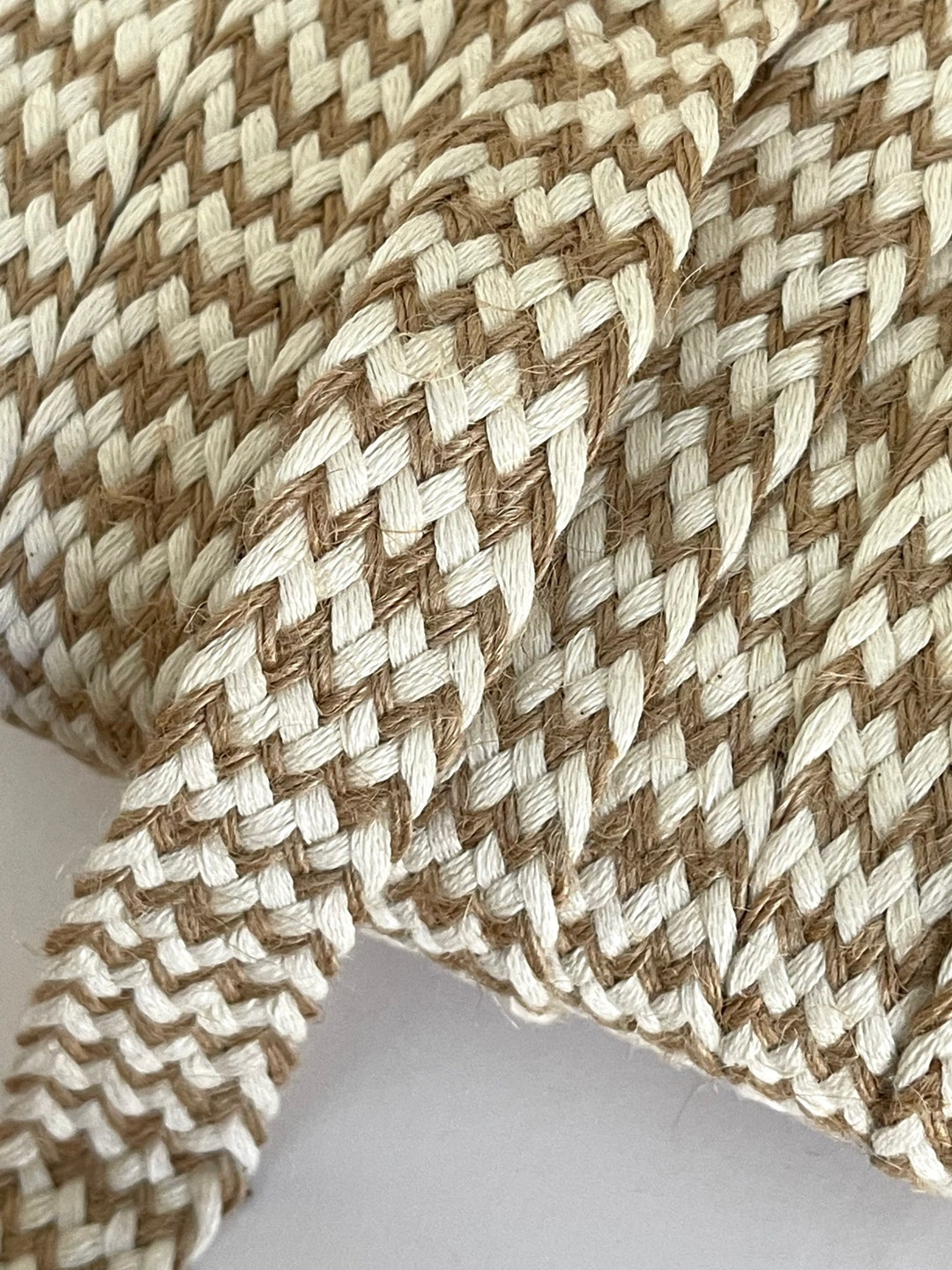 3/4" Vintage Jute Natural, Ivory Multi Flat Jute Braid, Tweed Novelty ...