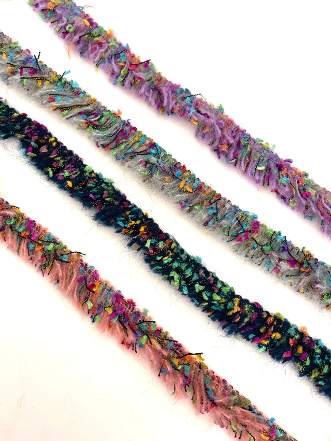 1" Vintage Mohair Shag Funfetti Reversible Fringe Sweater Trim Tassel ...