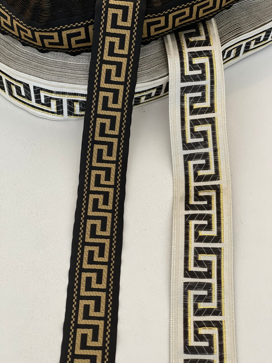 Greek Key Geometric, Ethnic Embroidered Jacquard Ribbon, Abstract ...