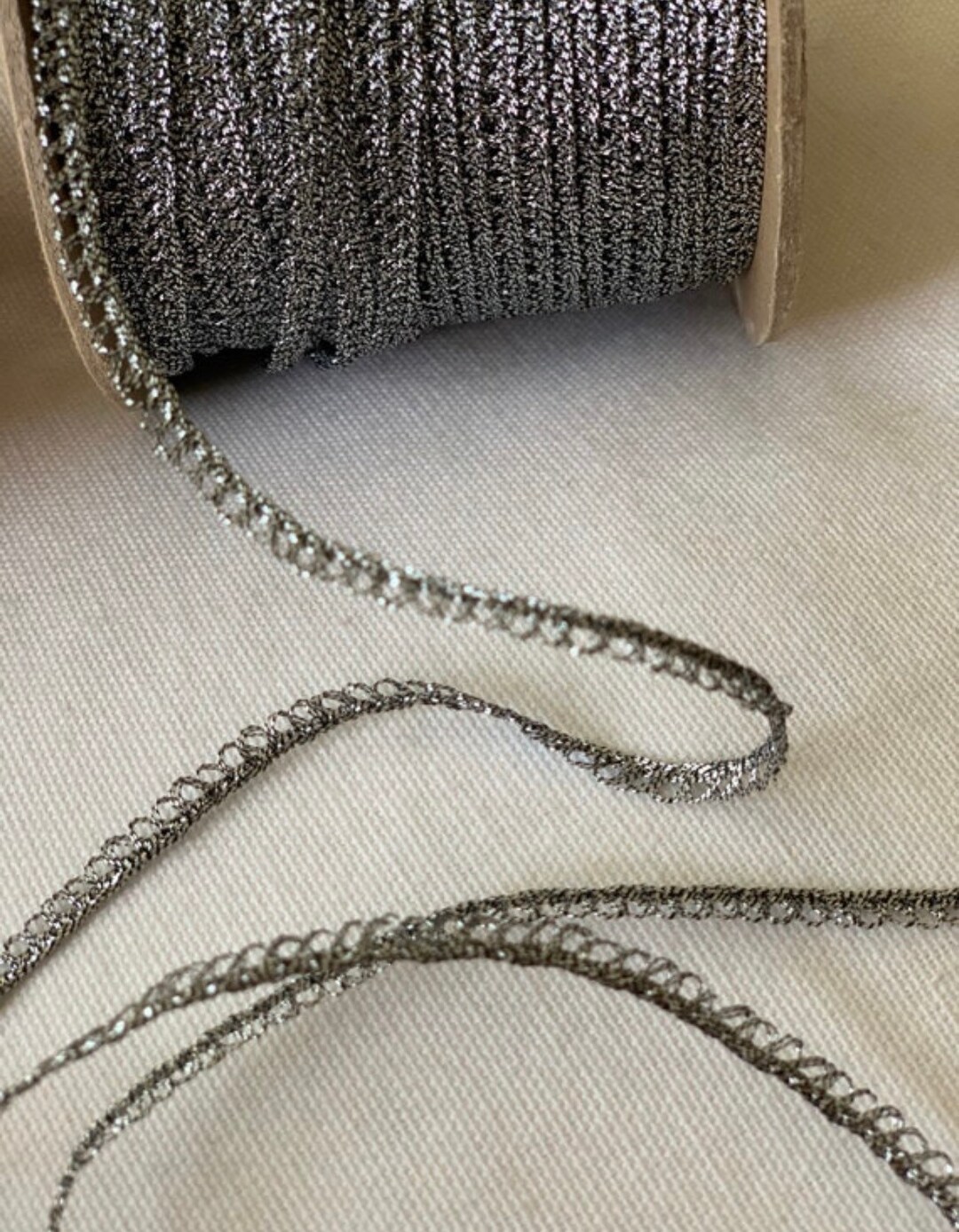 5 Yards - Antique Silver Loops of Metallic Vintage Lace, Filigree Light ...