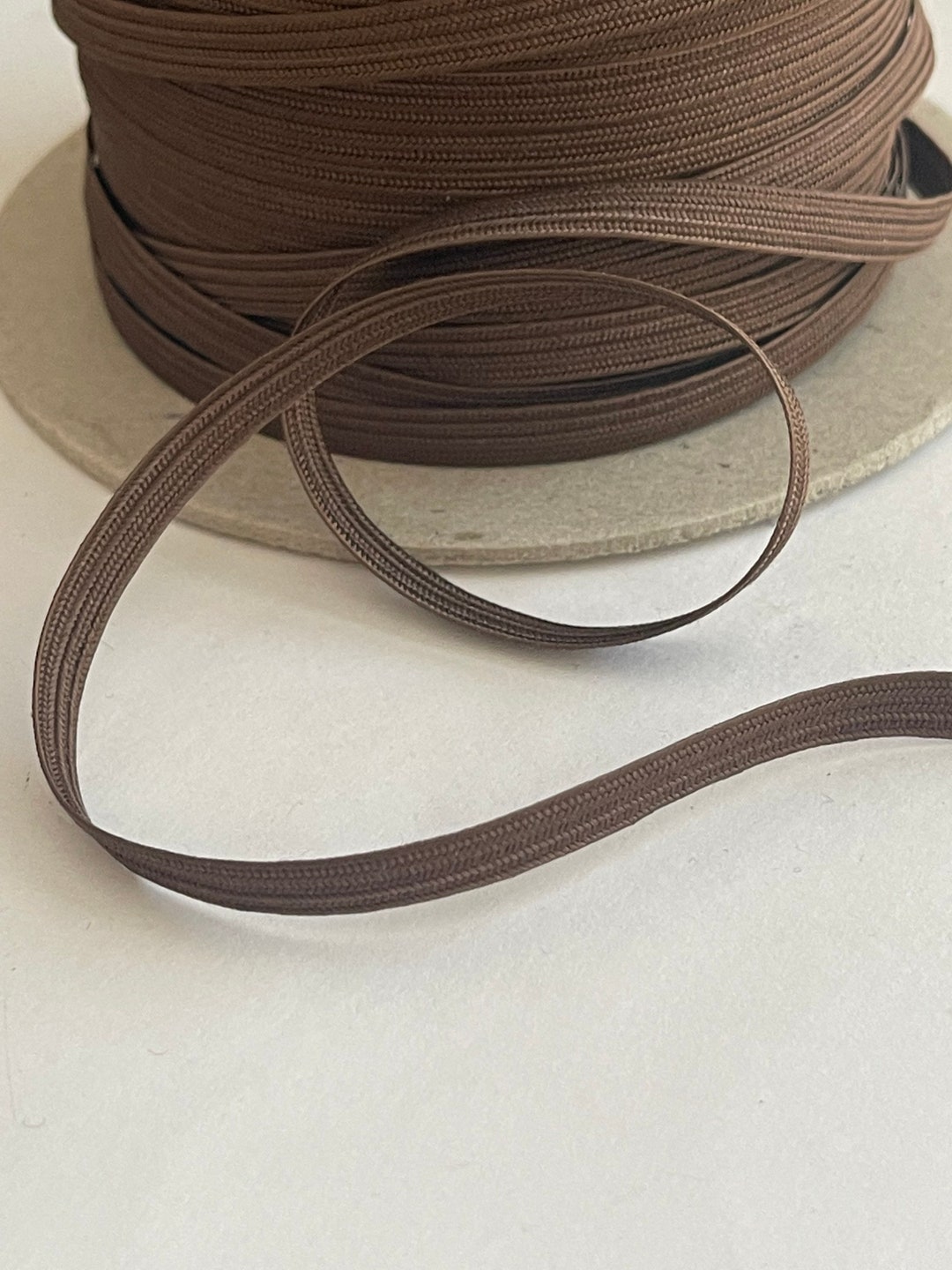 10 YARDS VINTAGE Coffee Brown Middy Braid Reversible Ribbon Tape Flat ...
