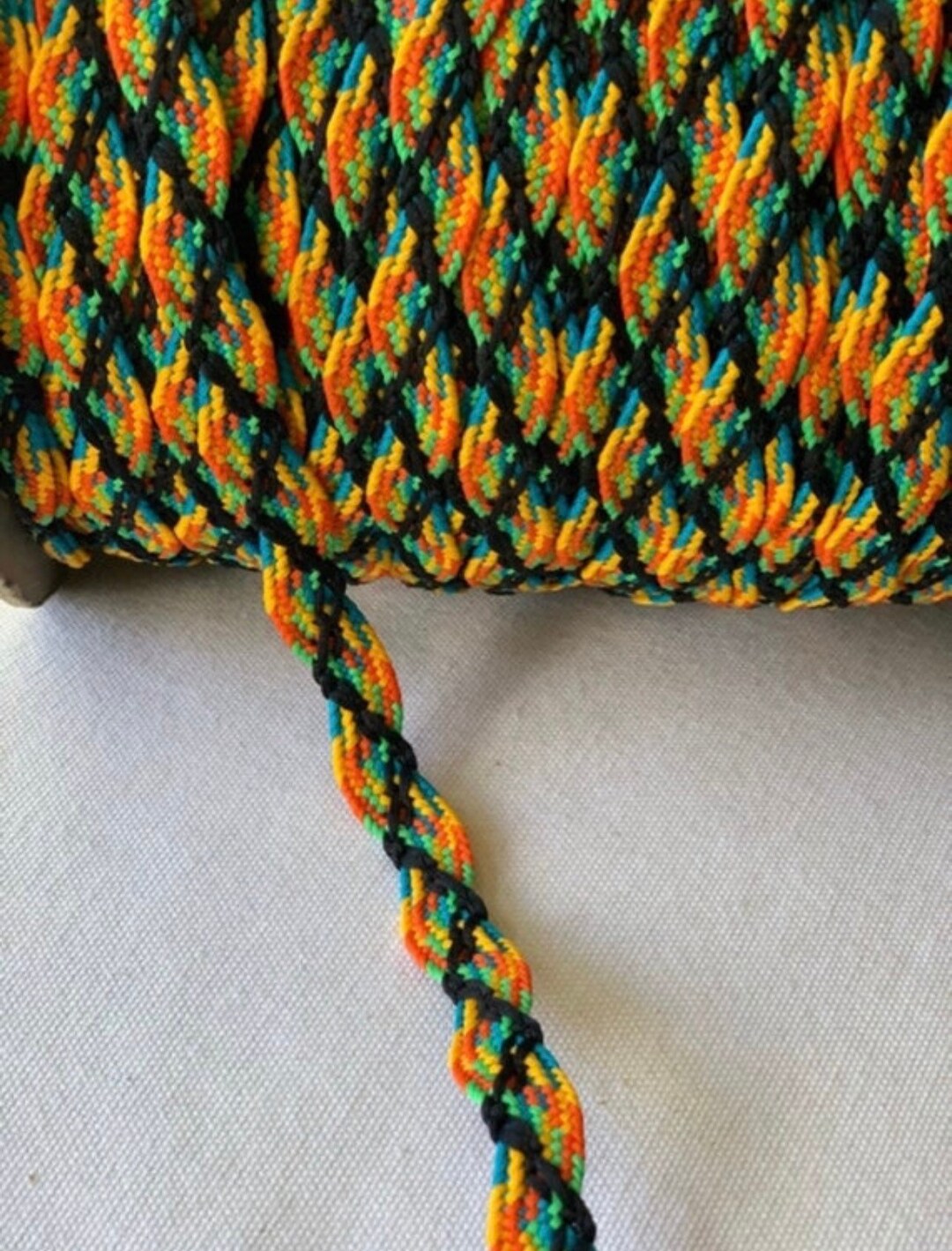 Vintage Flat Braid Bright Multi Novlety Twisted Reversible Zig Zag Flat ...