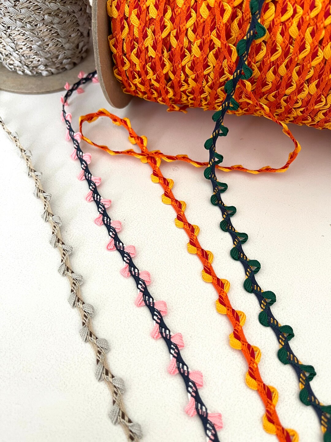 2 YARDS Vintage Looped Novelty Ric Rac Edge Chain Knit Trim ...
