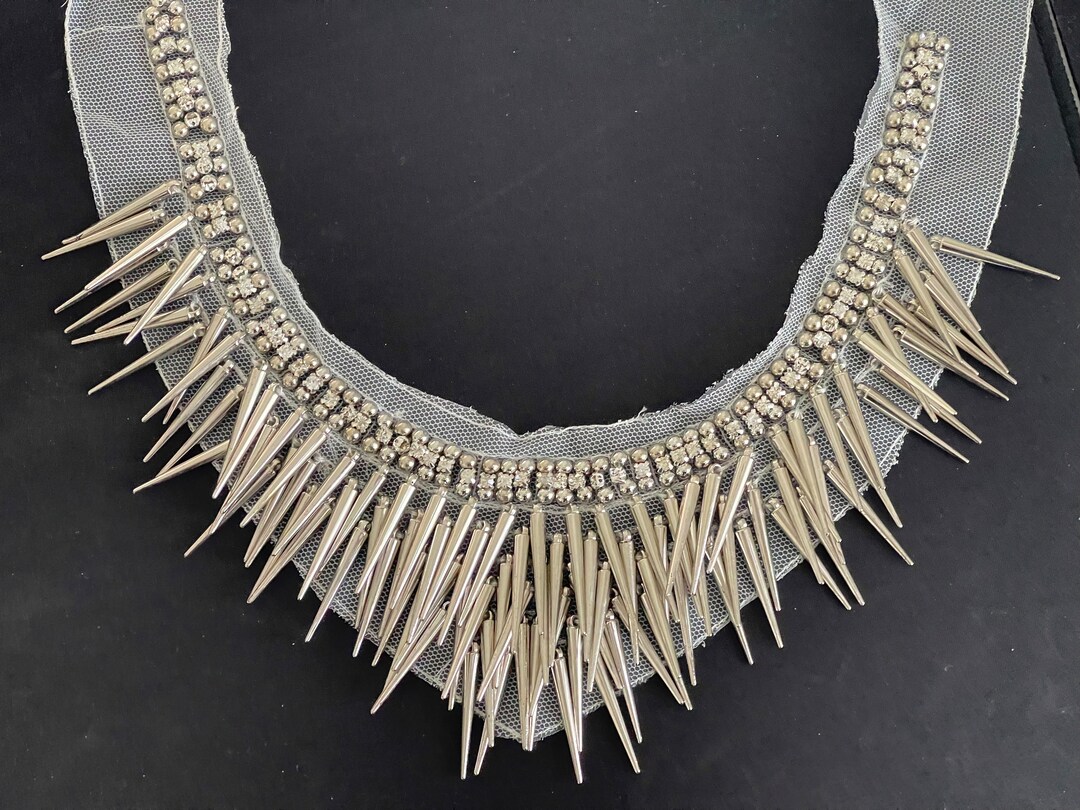 Silver Spikes,rhinestone, Silver Beads, Silver Spiked Edgy, Bold ...