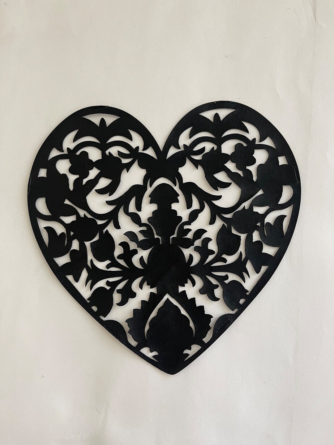 Vintage Pleather Laser Cut Out Heart Applique' Fancy Cut Out Design ...