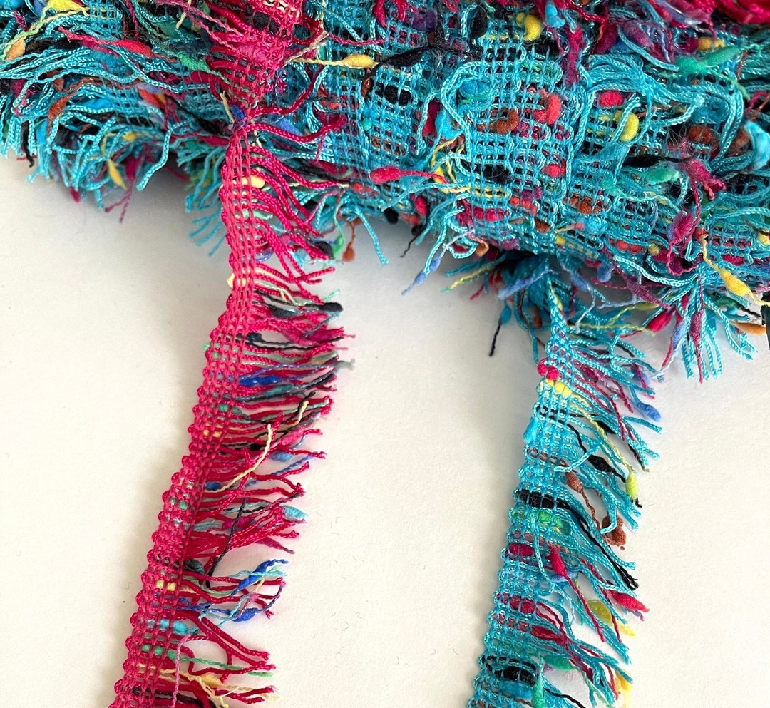Vintage Multi Colored Fun Bright Fringe Funfetti Curly Festival Tassel ...
