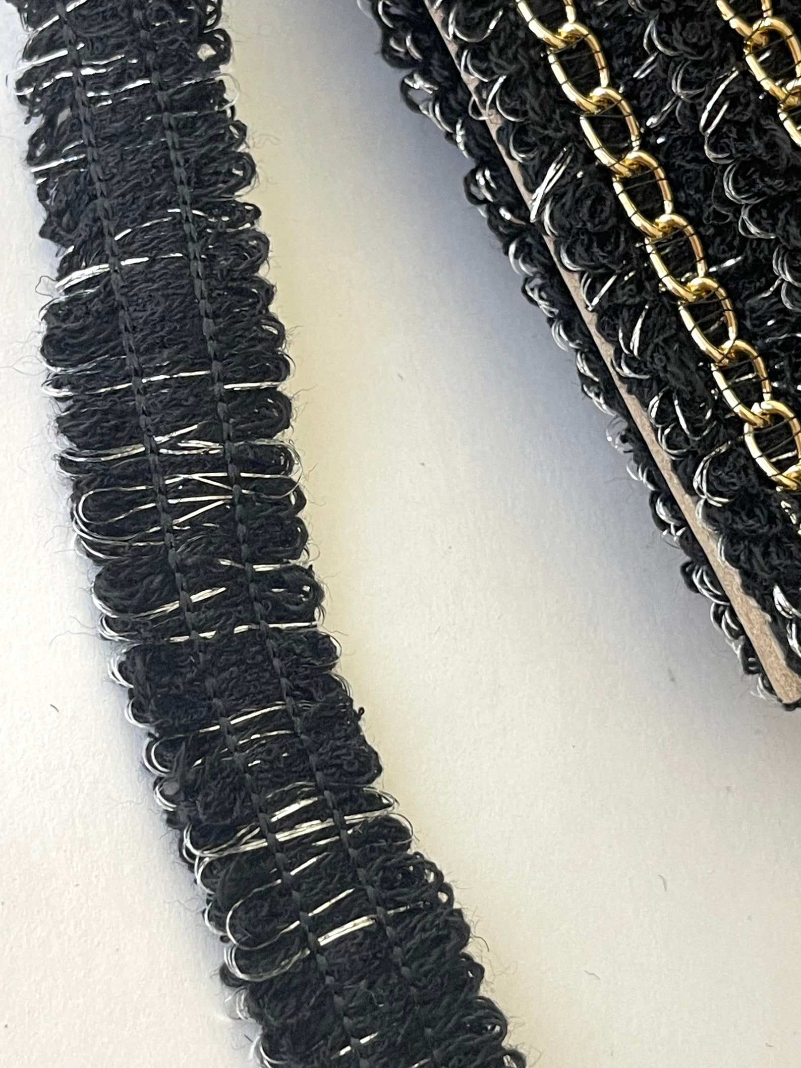3/4" Double Edge Fringe Gold Chain Link Gold Trim, Multi Color Black ...