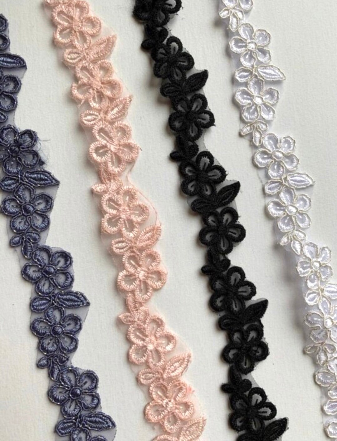 Floral Embroidered Lace Colored Soft Metallic Accented Lace ...