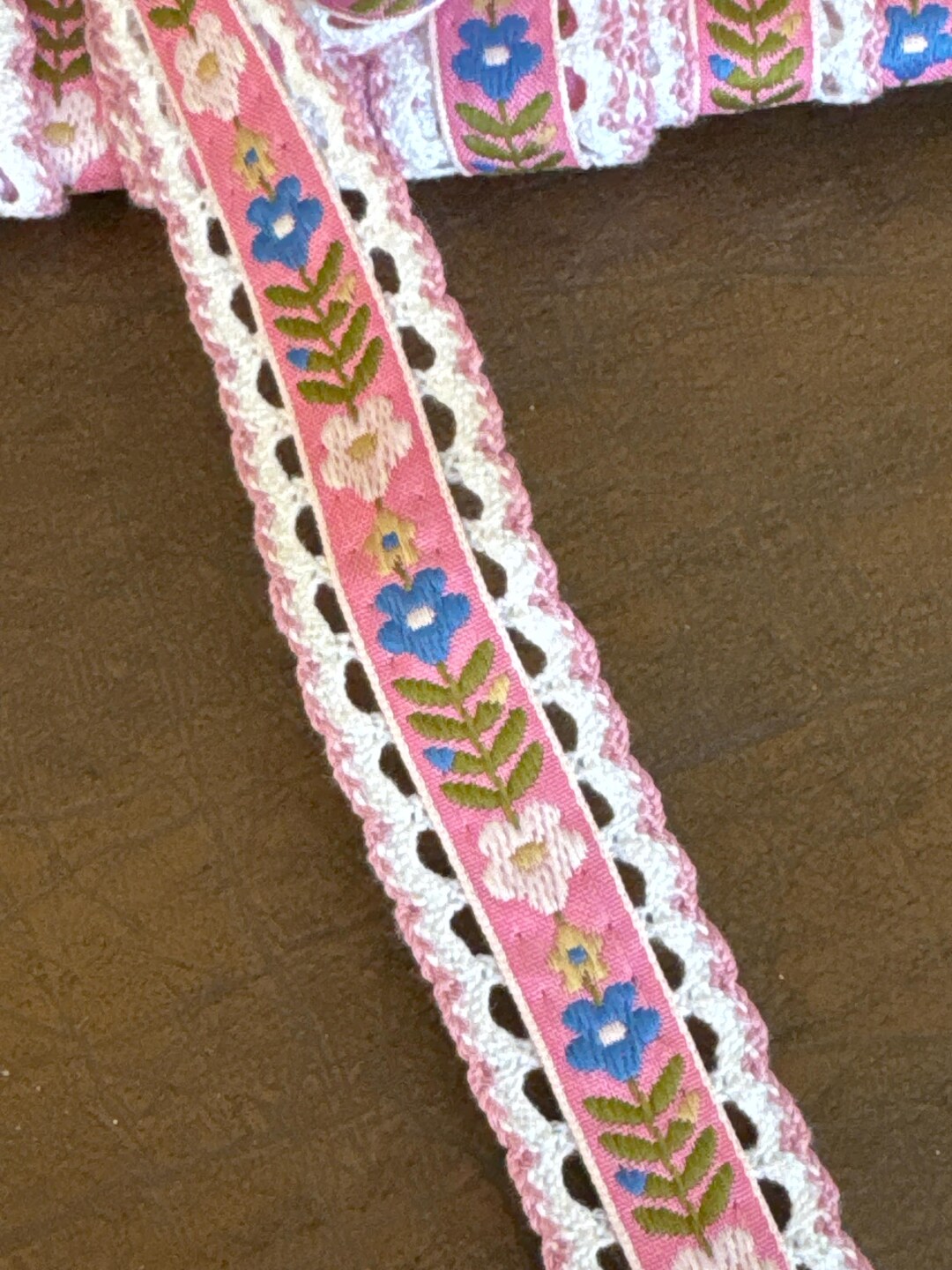 1" Vintage Floral Woven Jacquard Center Trim Scalloped Victorian ...