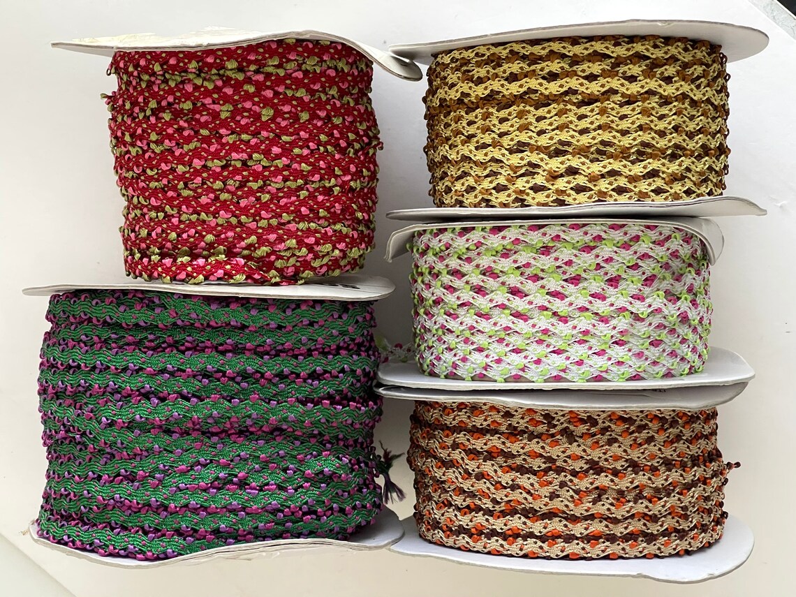 Vintage Polka Dot Novlety Feather Edge Ric Rac Reversible Ribbon, True ...