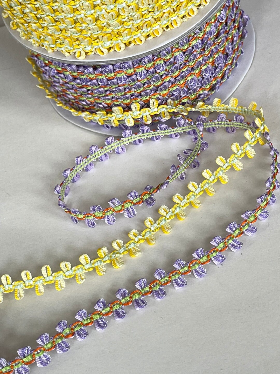 2 YARDS Vintage Double Loop Passementrie Chain Ribbon Trim Reversible ...