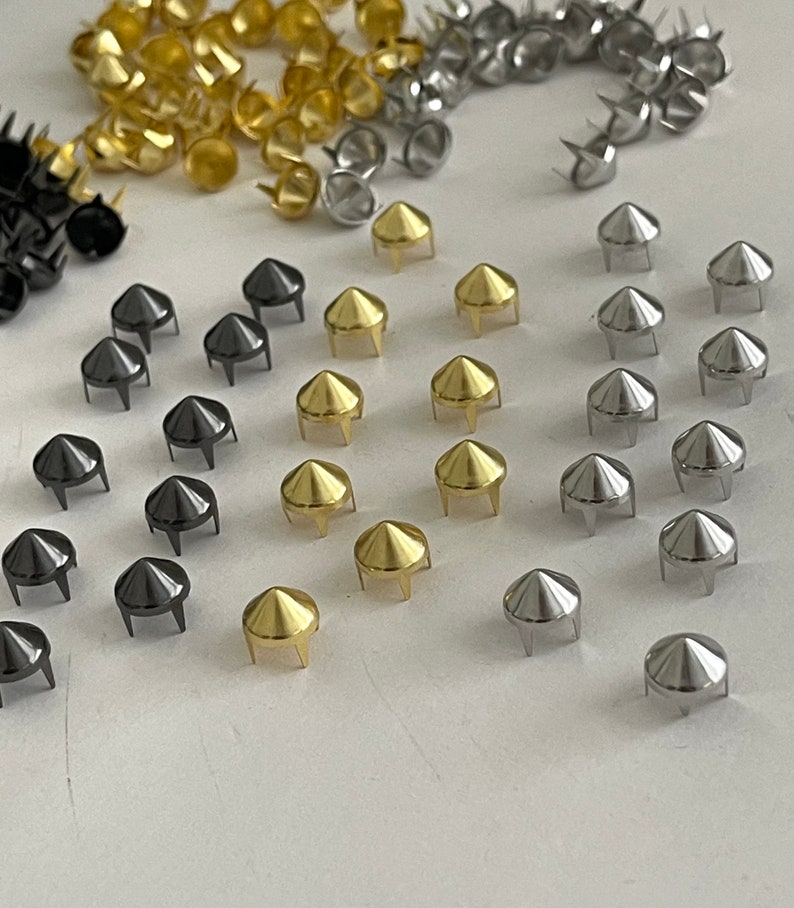 50 Pack Pointed Round Studs 9mm 4 Prong Metal Suds Pave Edgy - Etsy