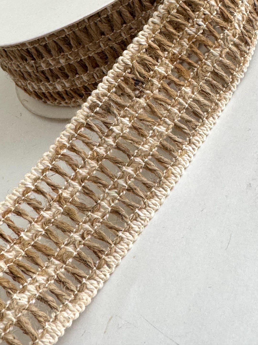 2" Natural Jute Flat Braid, Illusion Stepladder Natural True Jute Braid ...