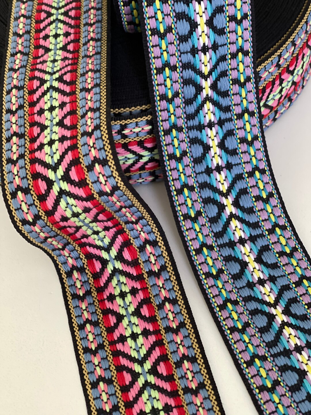 Vintage Geometric, Abstract, Ethnic Bohemian Wide Jacquard Ribbon Trim ...