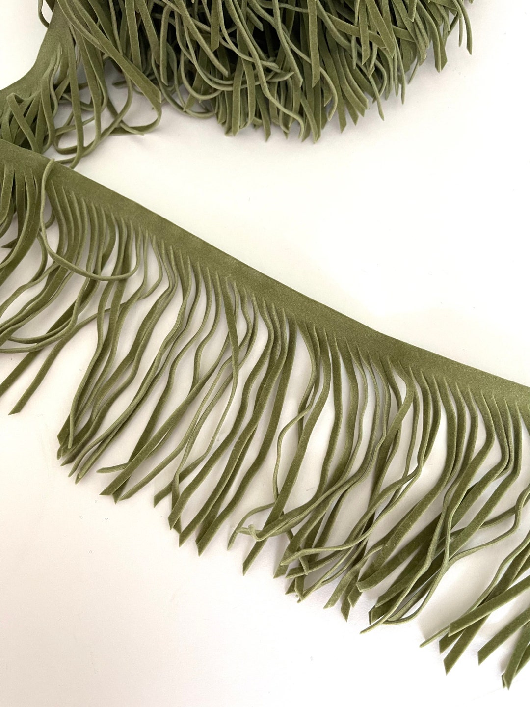 4" Vintage Suede Genuine Real Suede Reverisble Tassel Wide Boho Fringe ...