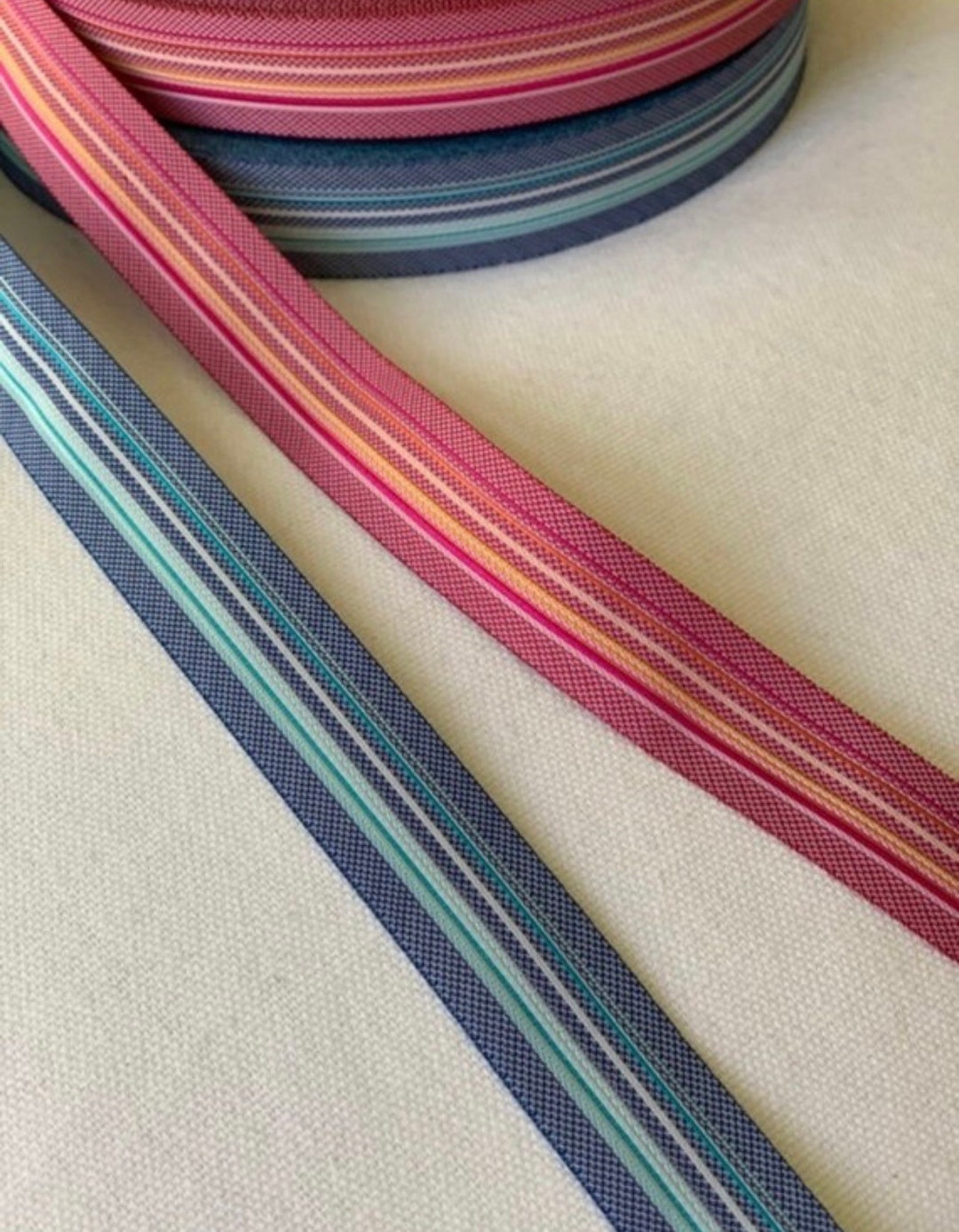 2 YARDS Vintage Striper Sporty Grosgrain Woven Ribbon Striped Stripe ...