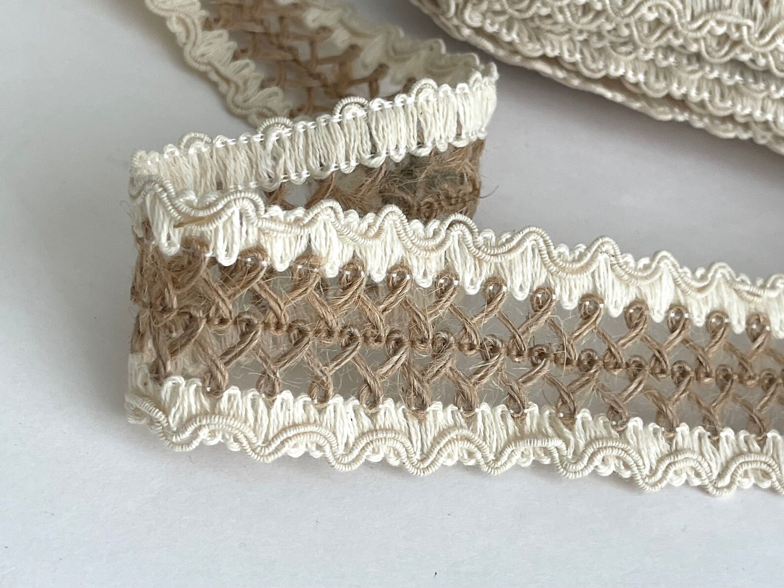 Natural Jute Flat Braid, Scroll Braided Natural True Jute Braid, Ribbon ...