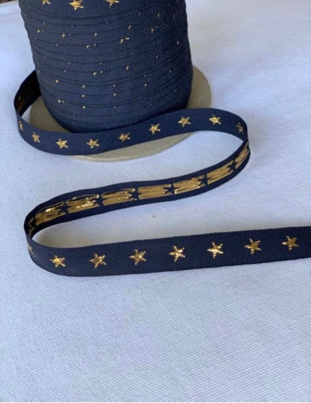 Vintage Metallic Star Woven Navy Gold Star Metallic Patriotic Stars ...