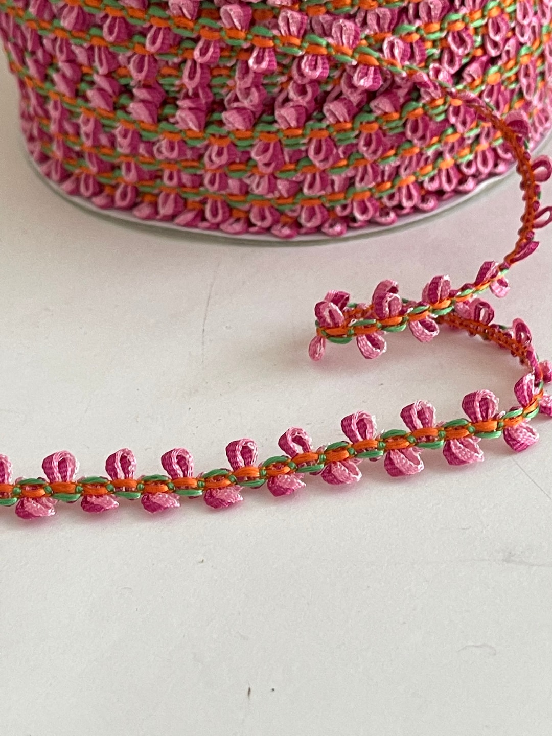 1/2" Vintage Double Loop Passementrie Chain Ribbon Trim Reversible Knit ...