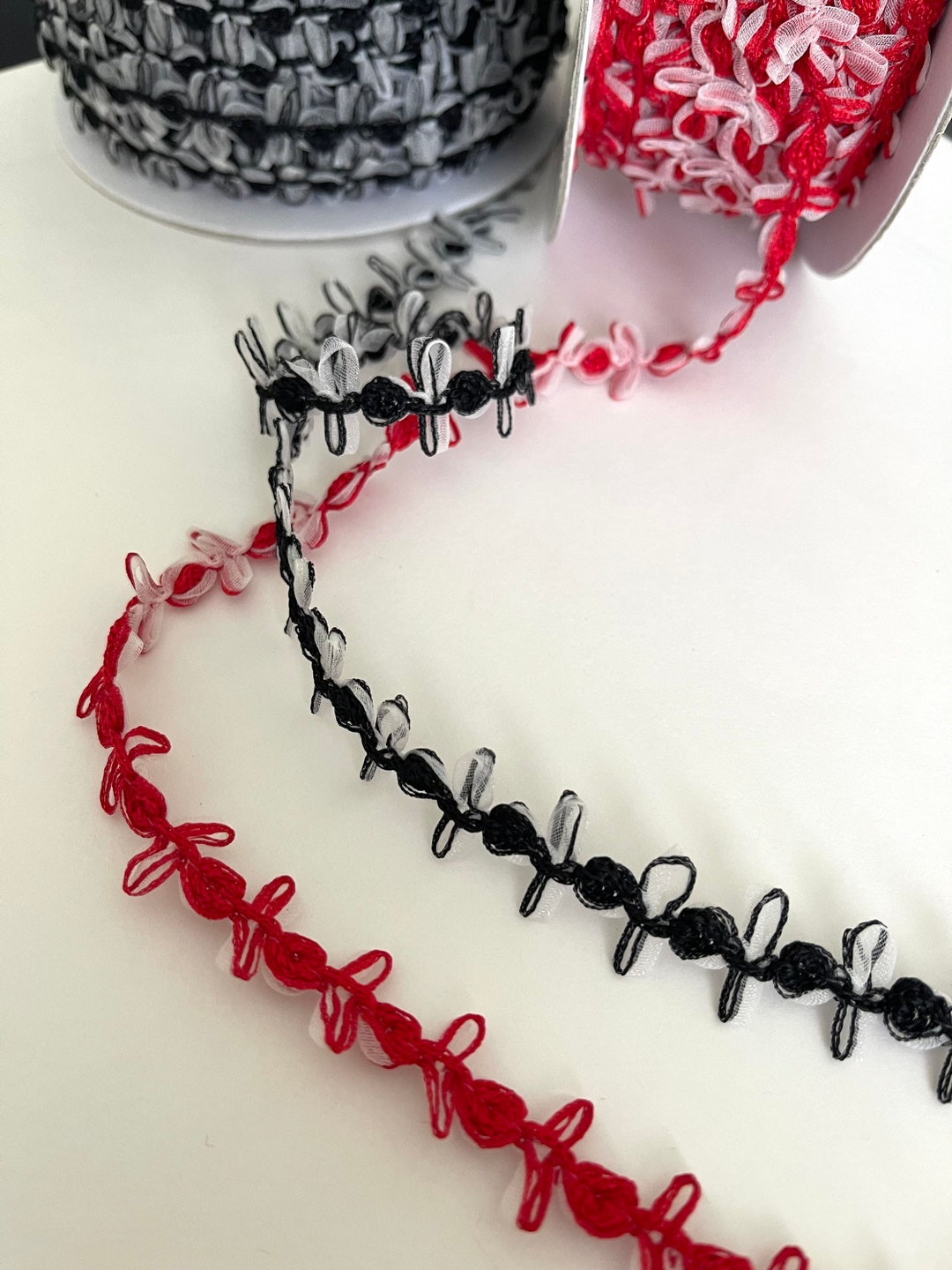 5/8" Vintage Rosebud Chain W/sheer Ribbon Trim Beautiful Floral ...