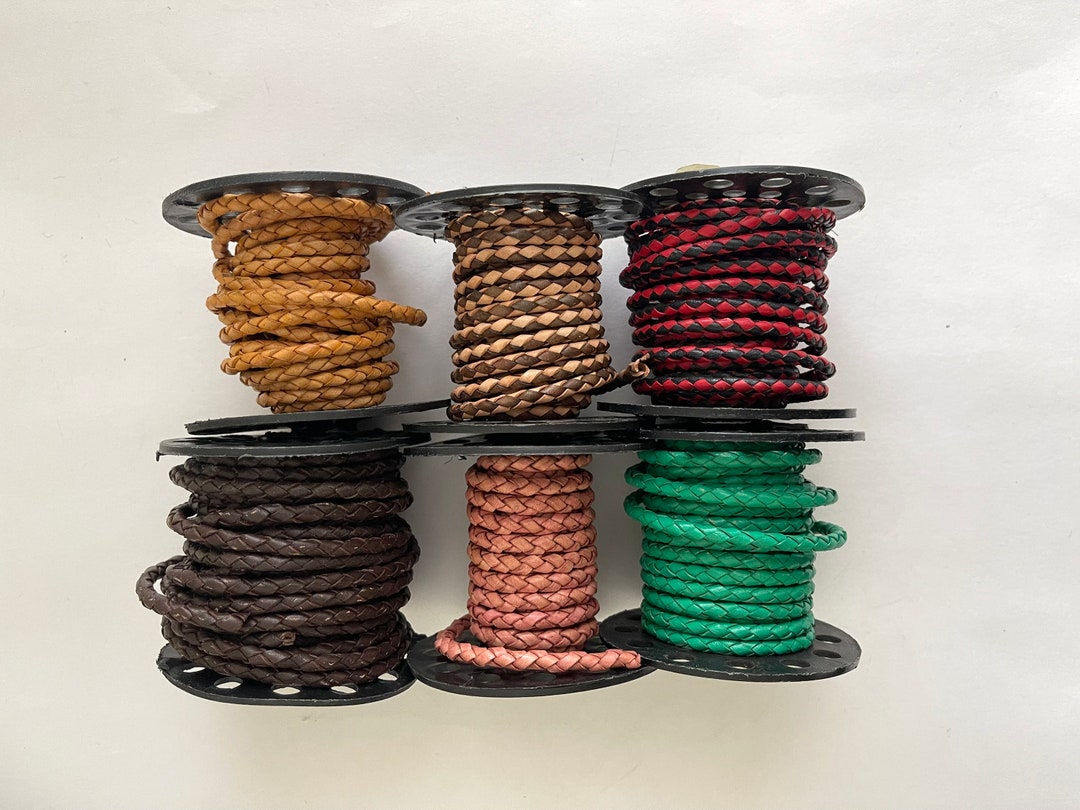 4mm VINTAGE Genuine Leather Braid Round Bolo Leather Cord, Real Leather ...