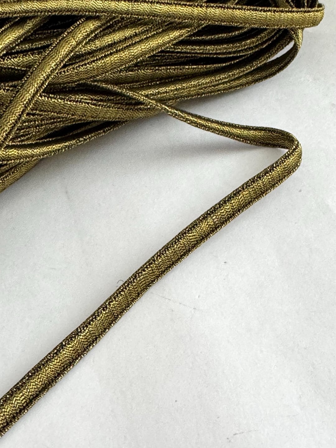 1/4" VINTAGE Metallic Rope Soutache Antique Antique Gold Black Soft ...