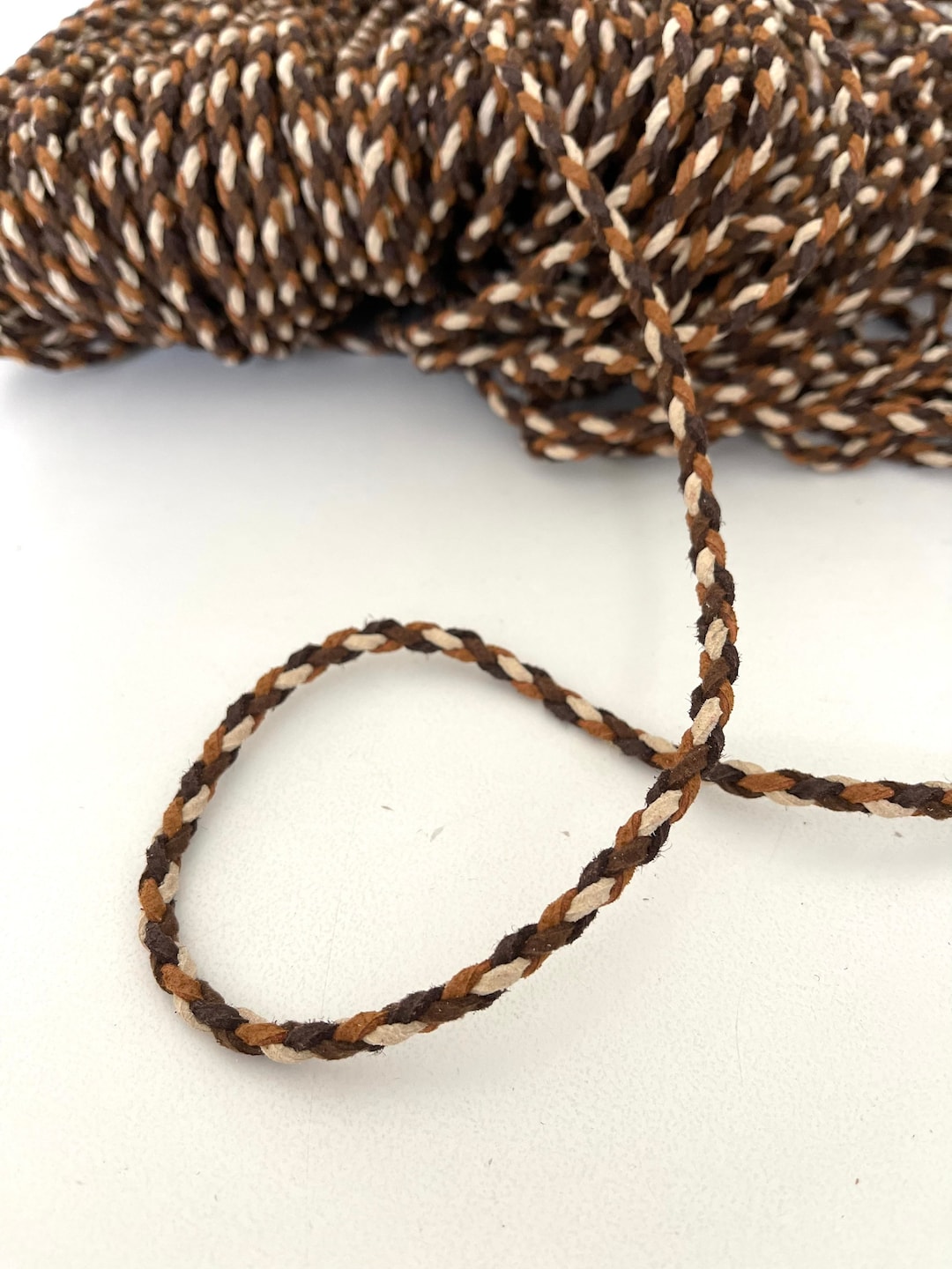 Genuine Real Leather Braid Corded Rope Trim, Choker, Belting, Tri Color ...