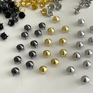 50 Pack Pointed Round Studs 9mm 4 Prong Metal Suds Pave Edgy Round Sutd ...