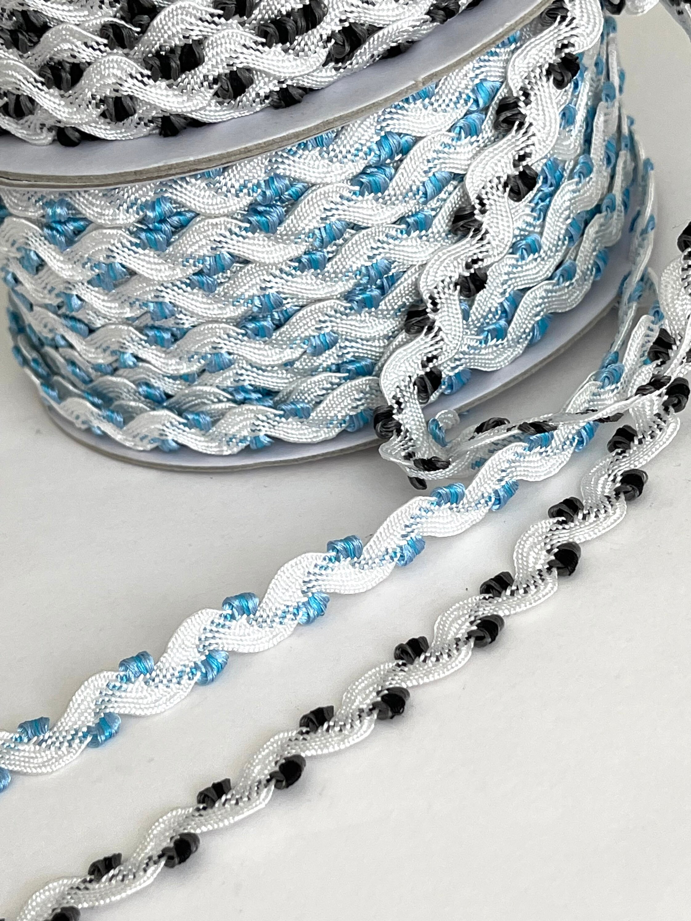 Novelty Feather Edge Vintage Ric Rac Reversible Ribbon, Grey/white ...