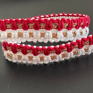 Vintage Metallic Gold Red White Fun Novelty Knit Trim Passementrie, Red ...