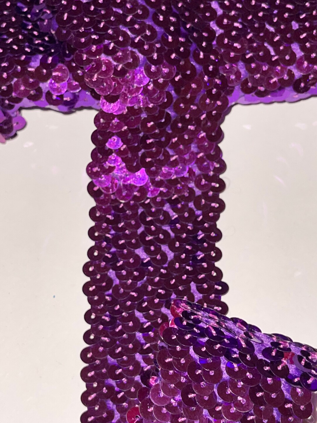 5 ROW Elastic Purple Sequin, Round Sequins Disc, Knit Elastic Trim ...