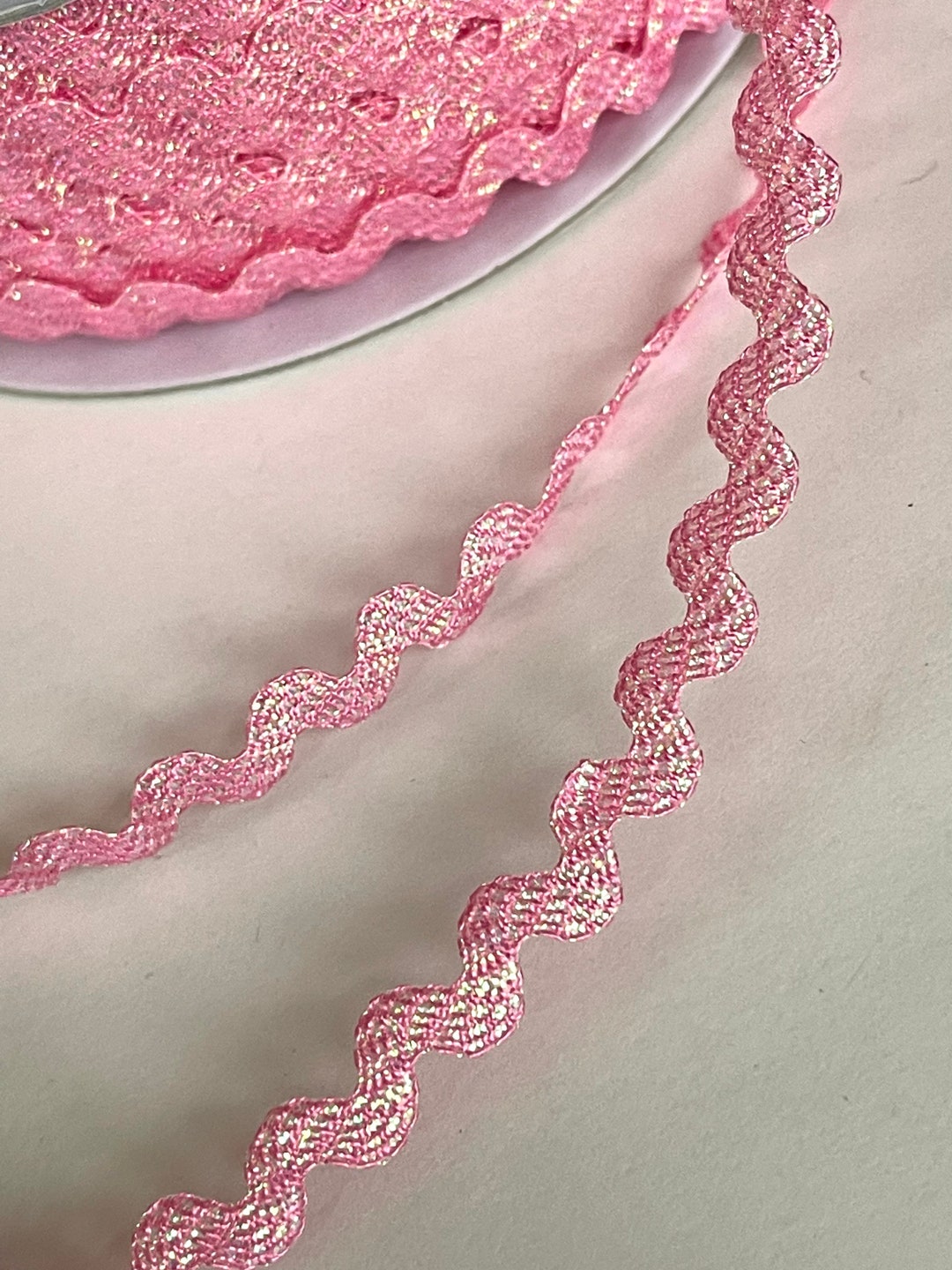 2 YARDS Vintage Iridescent Pink Iris Novelty Ric Rac Trim Passementrie ...