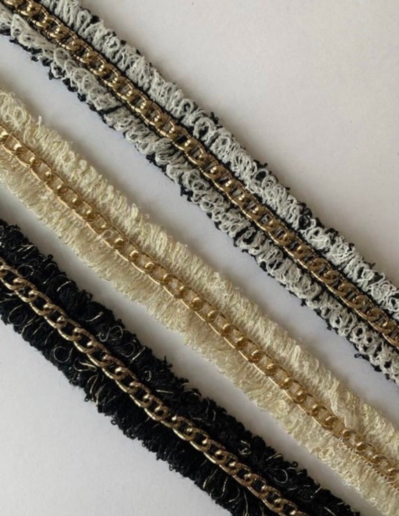 3/4 Double Edge Fringe Chain Link Gold Trim Multi Color - Etsy