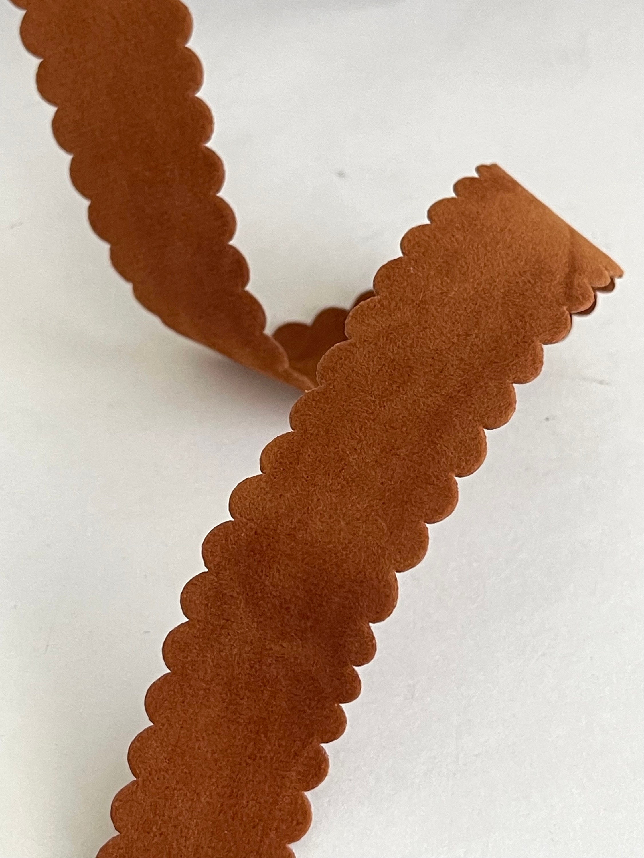 Vintage Scalloped Velvet Saddle Tan Velvet Smooth Reversible Velvet ...