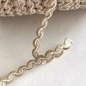 2 YARDS Natural Knit Scroll Vintage Braid Natural Linen Soft Flat Braid ...