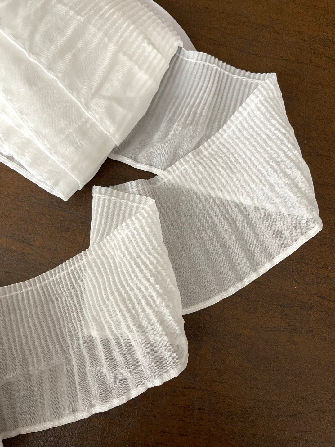 3 1/4" White Sheer Pleated Trim, Ruffle Jumbo Trim -sleeves, Collars ...