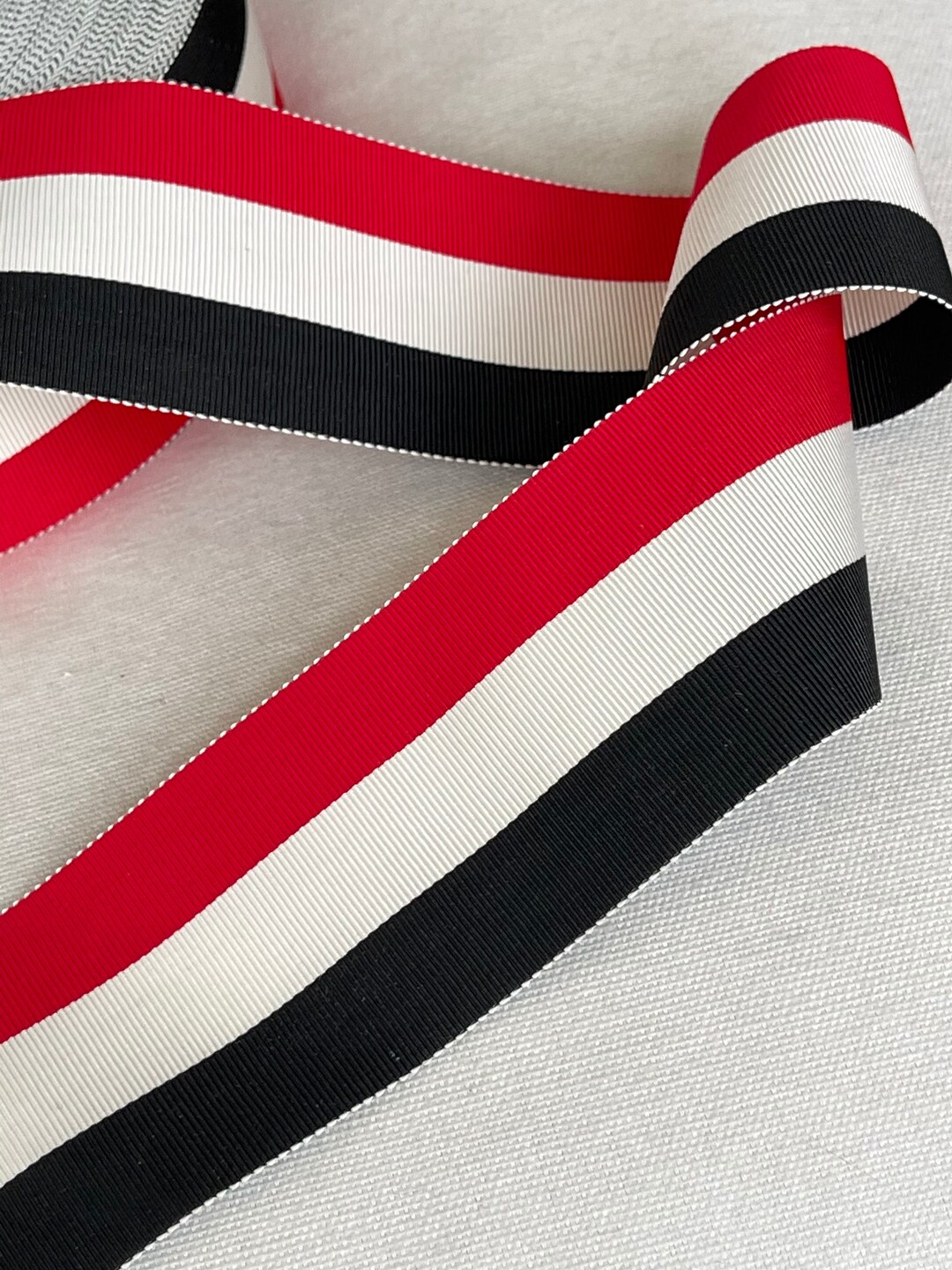 VINTAGE Acetate Striped Black/cream/red Tape Ribbon Novelty Woven Red ...