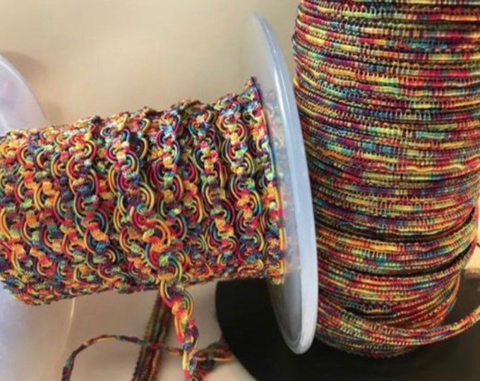 Vintage Rainbow Multi Flat Braid, Novelty Braid, Twist Flat Rainbow ...