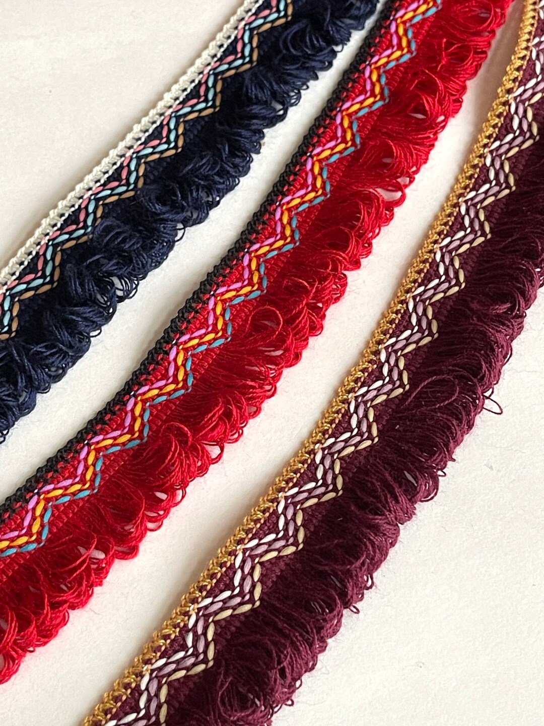 Vintage Geometric, Western Woven Jacquard Border, Looped Fringe Western ...