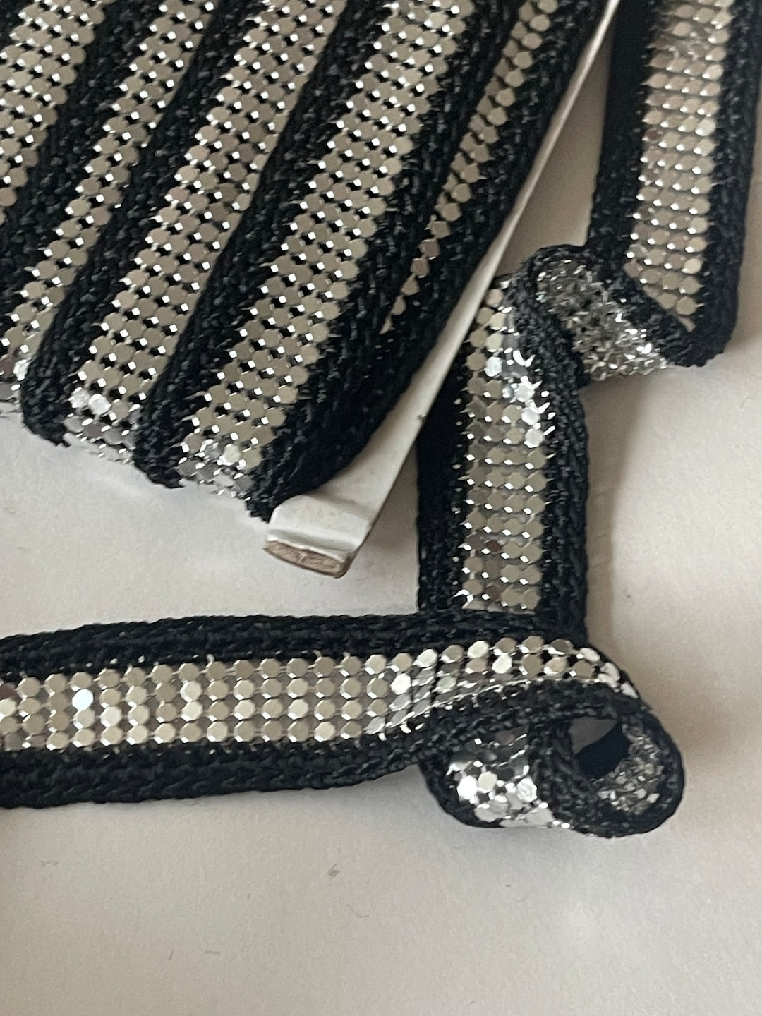Studded Silvler Pave Chain W/knit Edge Black Edgy Trim, Novelty Metal ...