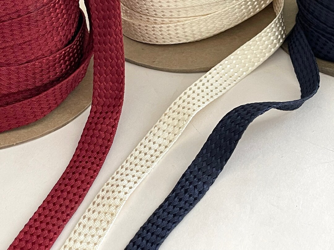 3/4" Vintage Herringbone Twill Braided Tape Reversible Soft Sheen ...