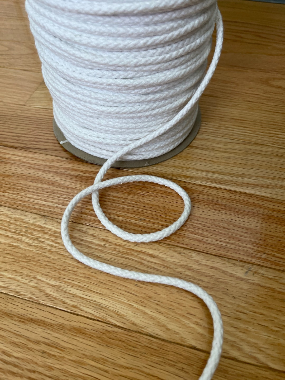 3/16" White Cotton Braid Cord Rope, Soft Drawstring Rope Cording, Cord ...
