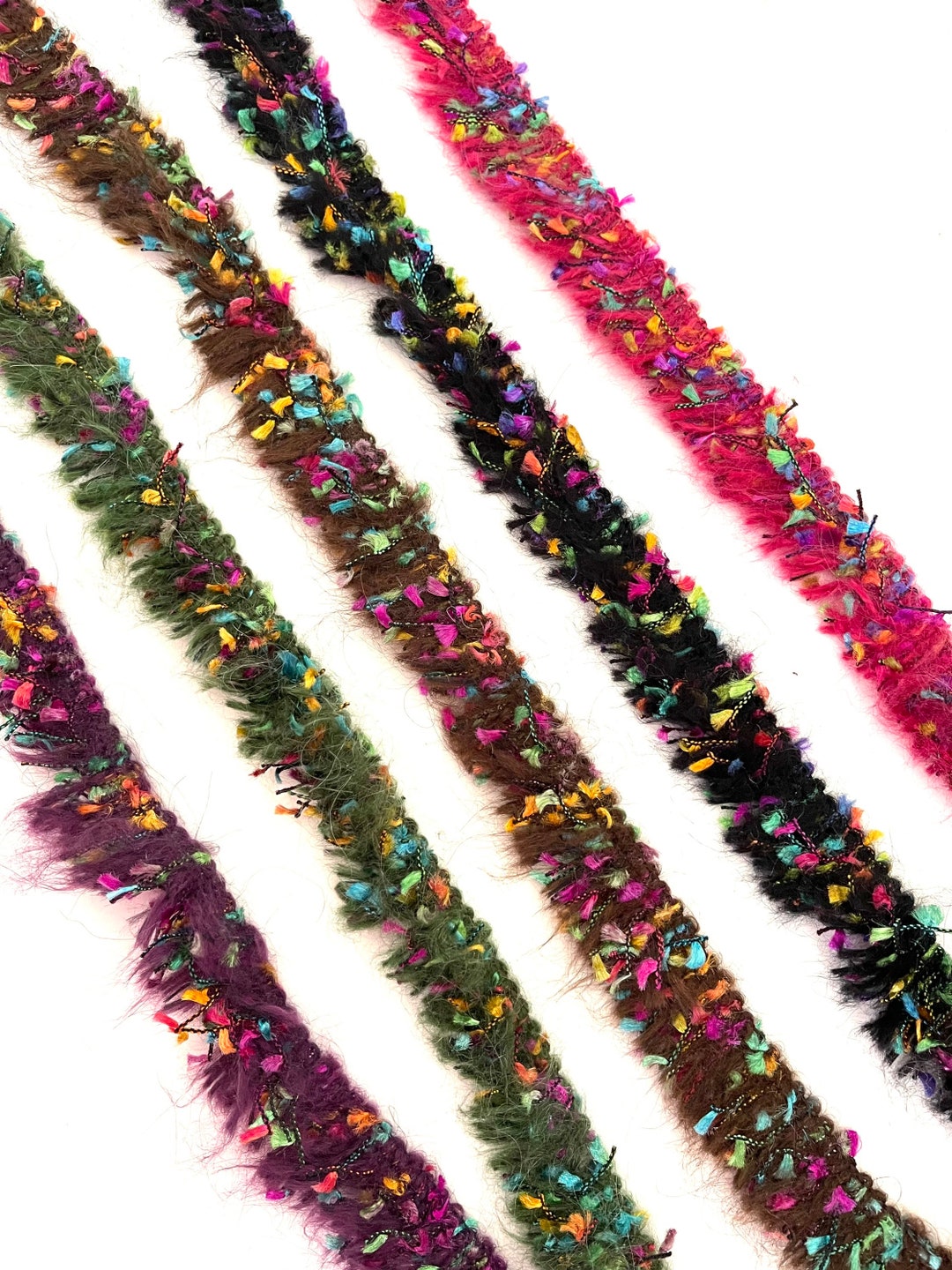 Vintage Mohair Shag Funfetti Reversible Fringe Sweater Trim Tassel ...