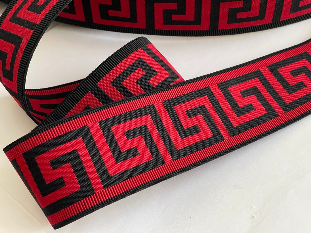 2 1/2" Stretch Ethnic Greek Key Reversible Knit Elastic Geometric ...
